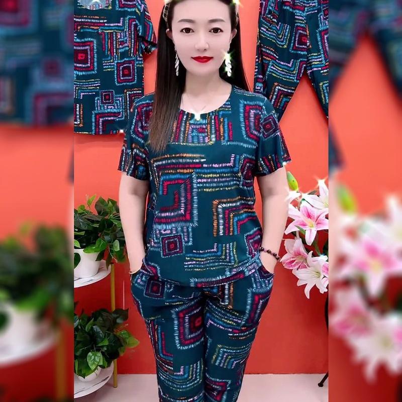 Set Sut Ibu Fesyen, Bahan Sutera Ais Musim Panas, Selesa, Lengan ...
