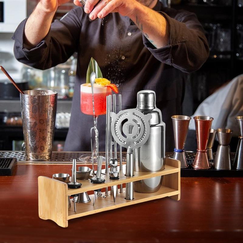 Wlifend Wooden Bartender Kit Stand Bartender Stand Premium Wooden ...