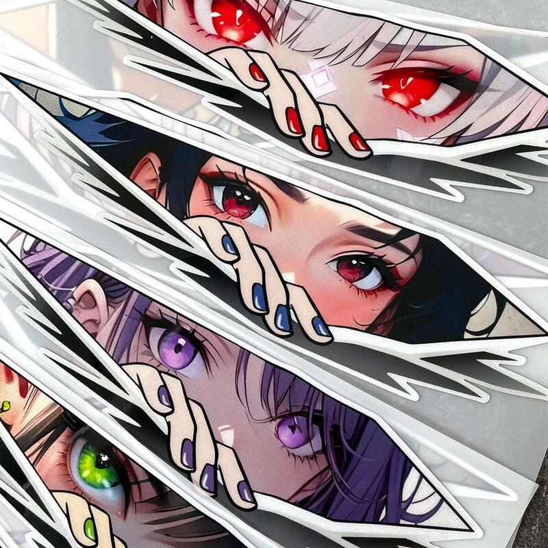JDM Anime Gir Gaze Peeking Eyes Reflective Car Stickers Motorcycle ...