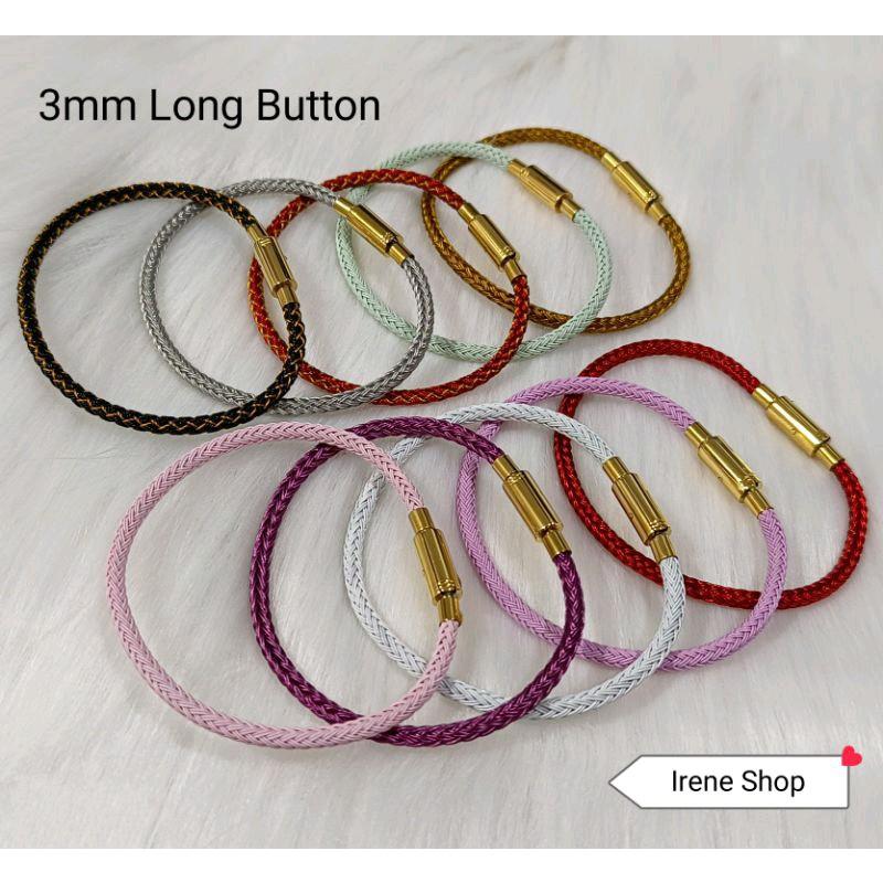 Ready Stock (3mm) Long Button Clasp Steel Wire Charm Bracelet - TikTok Shop Malaysia