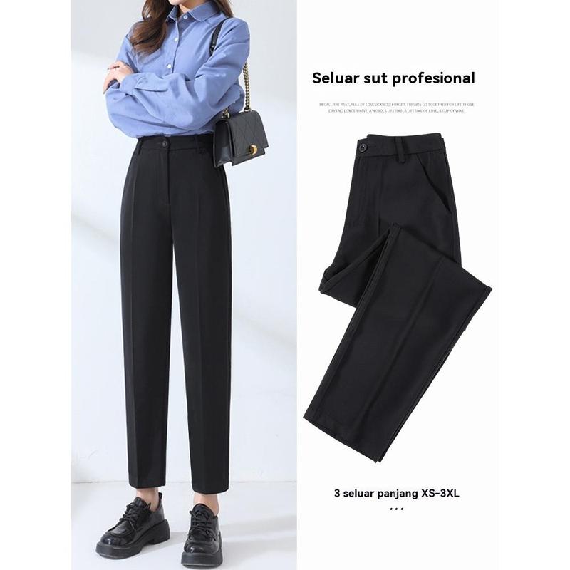 LA FUSHION LOOSE SLACK PANTS AREESA straight cut scuba ironless ...