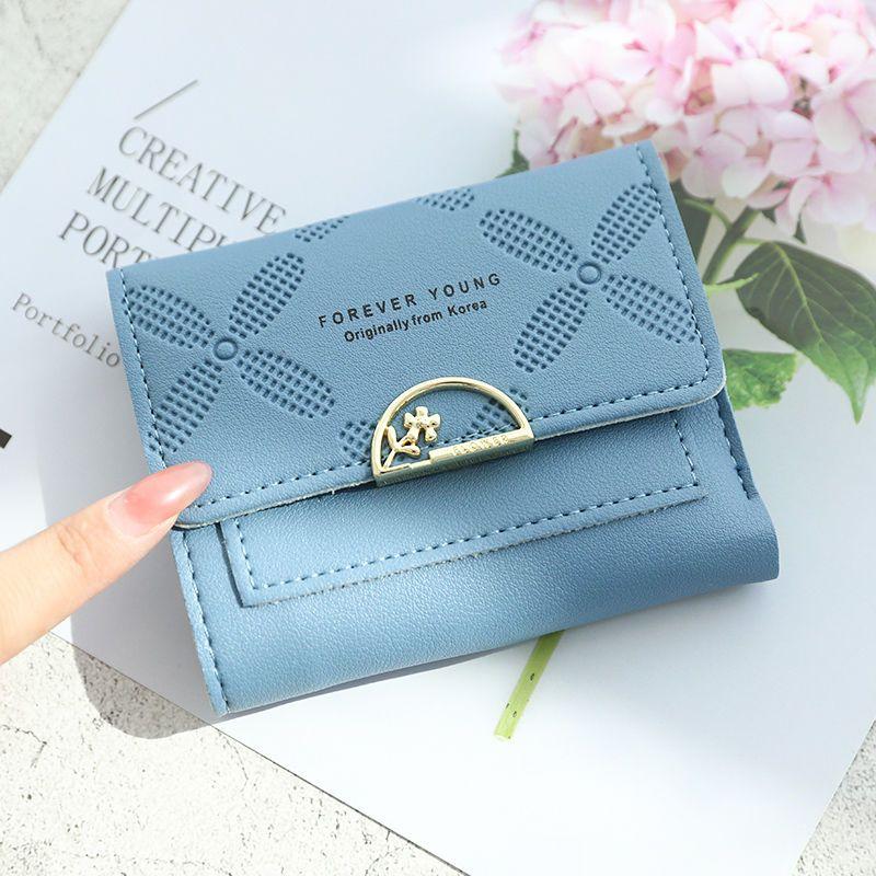 INS Printed Flowers Coin Purse Fashion Simple Folding Multi-Card-Slot ...