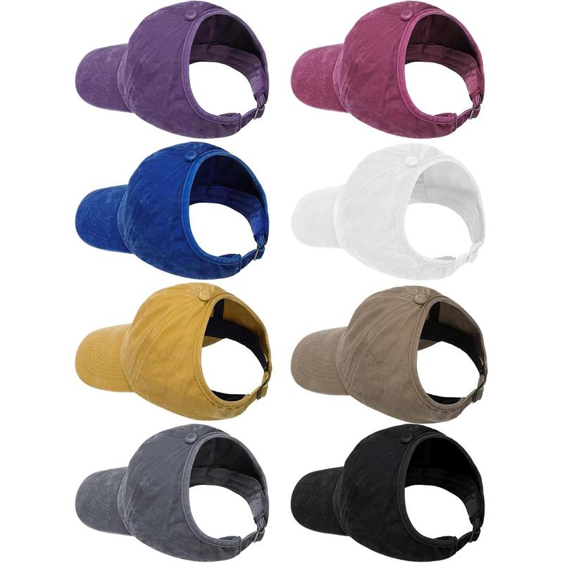 8 count Backless Ponytail Caps Baseball Caps for Women Ponytail Hats ...