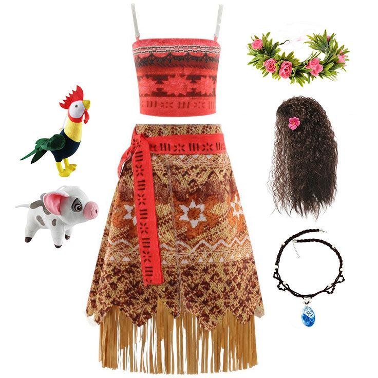 Moana Series Cos Moana Grass Skirt Dress Moanna Cosplay Clothing ...