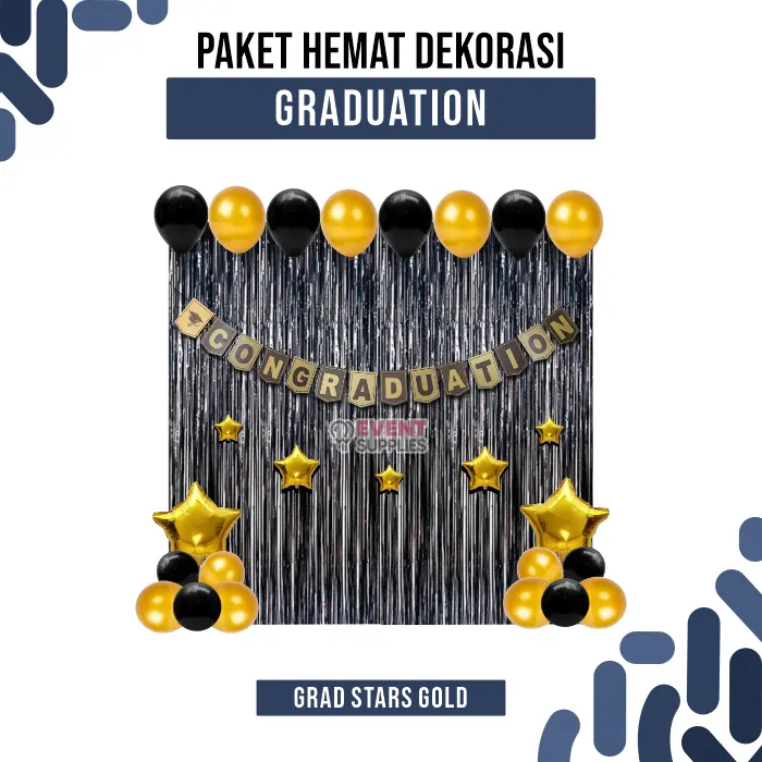 Paket Kombo Dekorasi Happy Graduation Kelulusan Party BlackGold - Shop ...