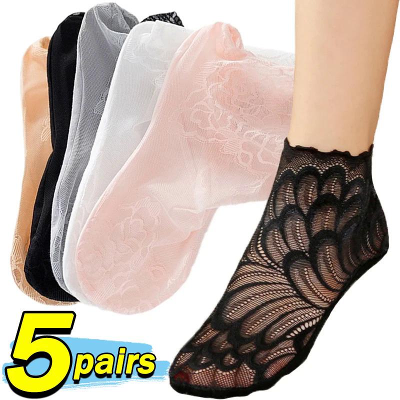 Sexy Hollow Lace Flower Socks Women Summer Non-slip Thin Boa - TikTok ...