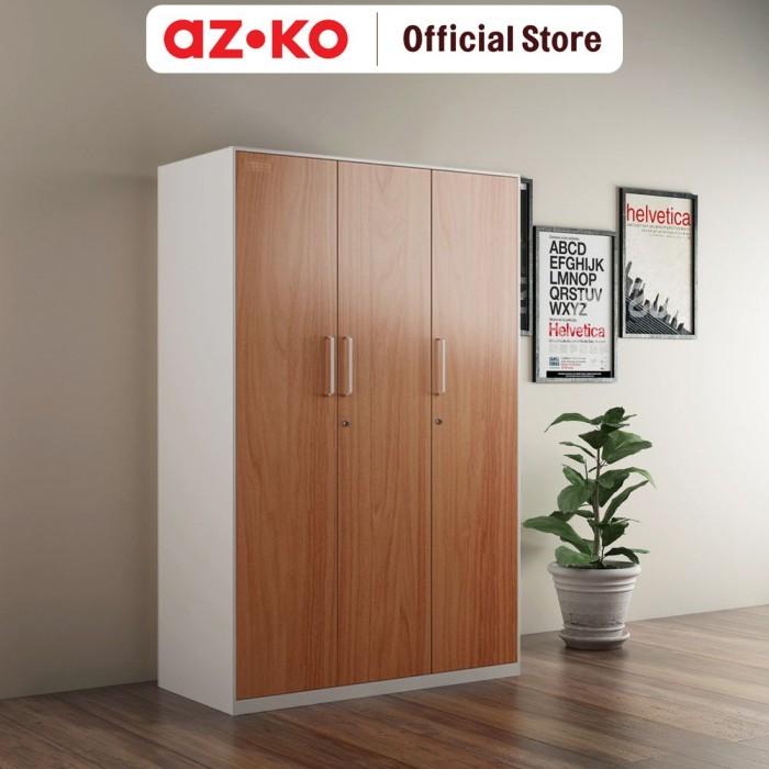 AZKO Masterspace Lemari Pakaian 3 Pintu - Cokelat/Putih - Shop | Tokopedia