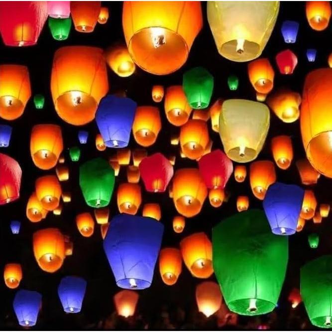 20 Packs Kongming Lanterns Chinese Paper Lanterns, Multi-Colored ...