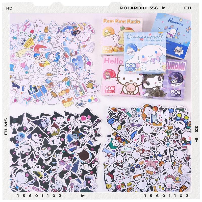 63PCS/Box JAPAN SANRIO STICKER Box Set Kuromi Cinnamoroll Waterproof ...