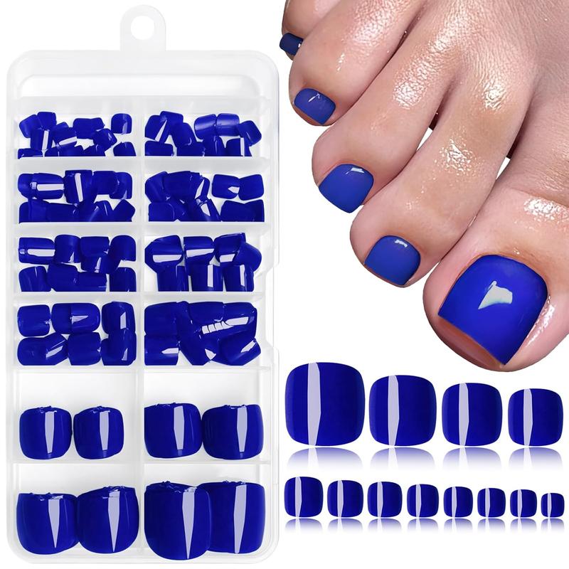 240 count Blue Press on Toenails Women Nails with Glue Tabs, - TikTok Shop