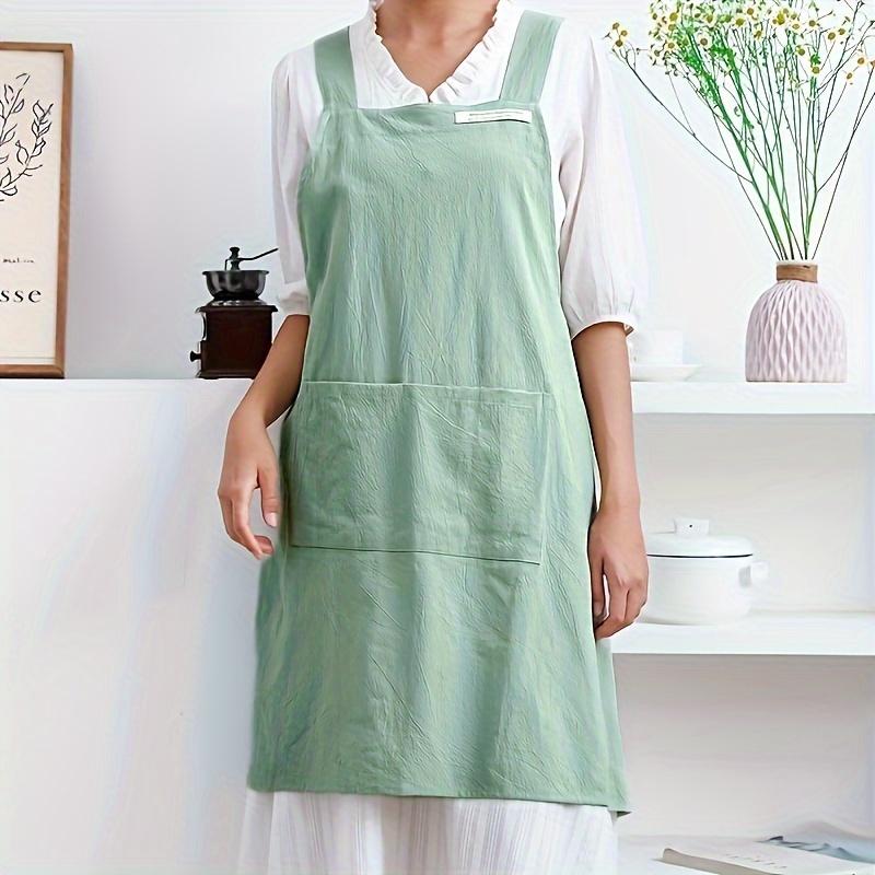 Apron Dapur Silang Belakang Linen, Gaya Jepun, Dengan Poket, - TikTok ...