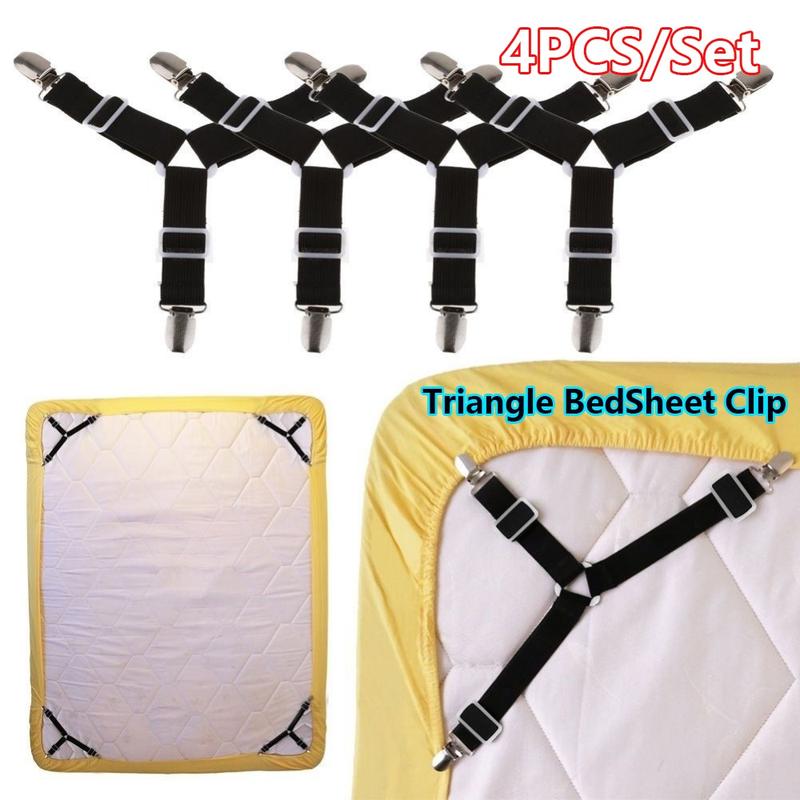 4Pcs/Set Elastic Bed Sheet Grippers Belt Fastener BedSheet Clipper ...