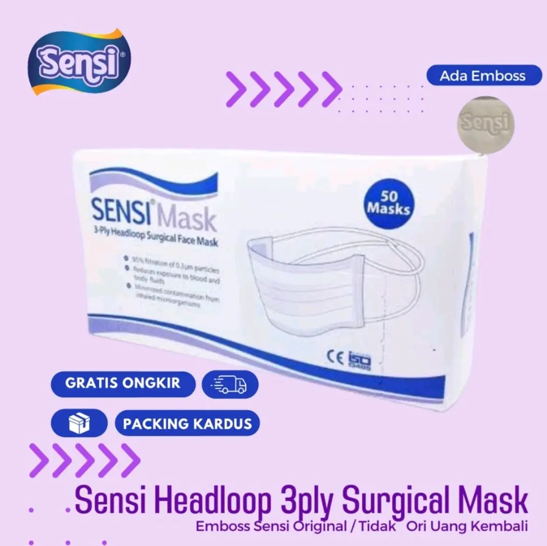Masker Medis Headloop 3ply 1 Box isi 50 - Surgical Mask Original Hijau ...