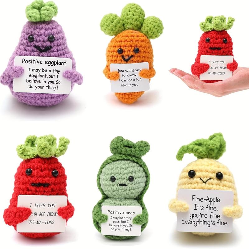 Crochet Positive Energy Pickle Toy with Card, 6 Counts Cute Emotional ...