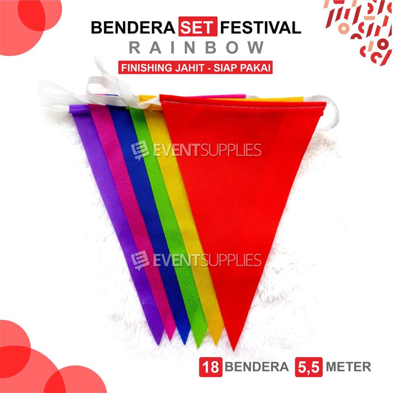Promo Bendera Festival Renteng HUT RI Rainbow [18 lembar] Bunting ...
