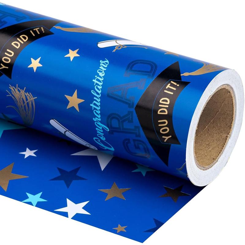 Reversible Graduation Wrapping Paper - Mini Roll - 17 Inch X 33 ...