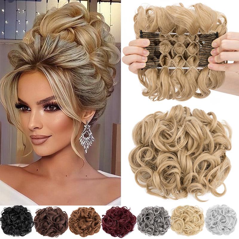 Short Messy Curly Hair Bun Extension Easy Stretch Hair Combs - TikTok Shop