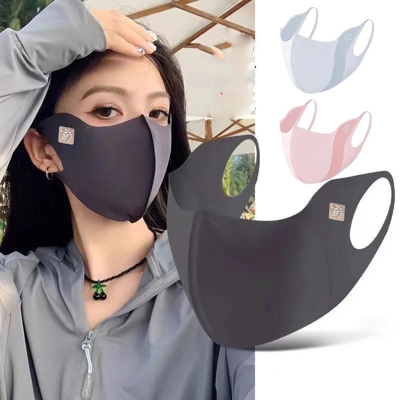 Fashion UV Sun Protection Mask Summer Breathable Face Ice Silk - TikTok ...