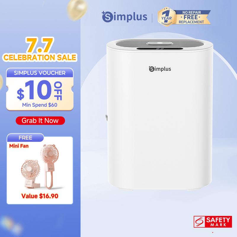 Simplus Dehumidifier 400mL/Day Dehumidification Capacity 2.5L Water ...
