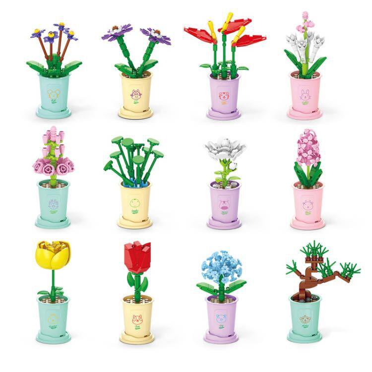 Bunga Bonsai, Blok Bangunan Bata Bunga DIY, Hiasan Mawar Bunga - TikTok ...