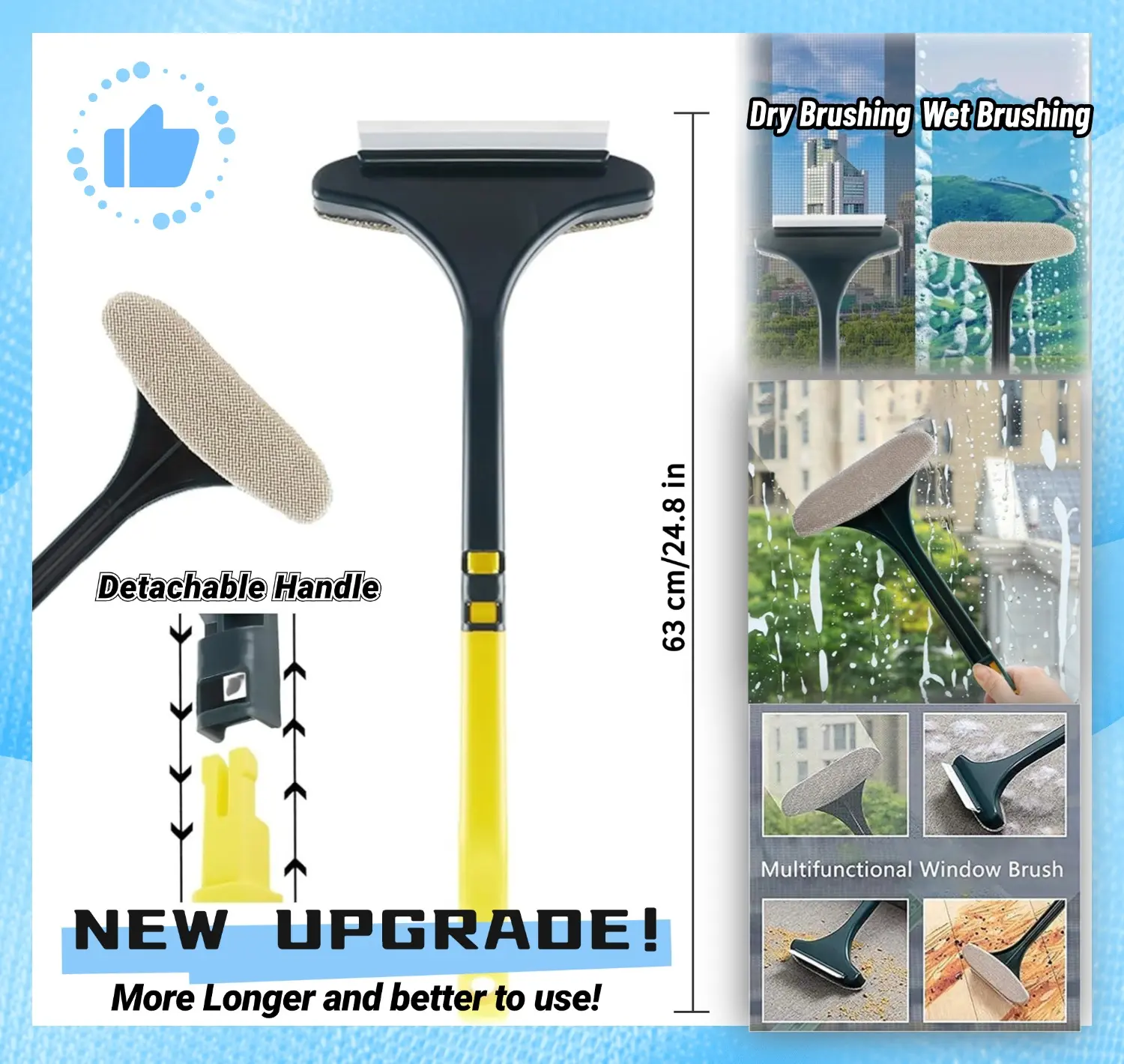 53" Window Cleaner, 2 in 1 Window Cleaning Tool Kit, Shower with ...