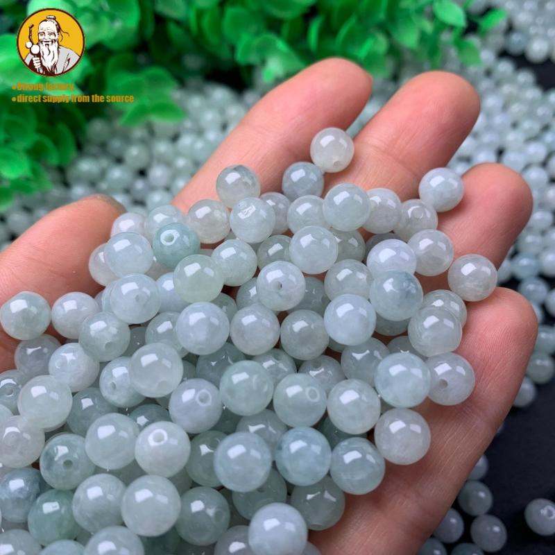 Manik Longgar Jed Hijau Kacang Ais, saiz 7.5mm, 10 keping, Bahan ...