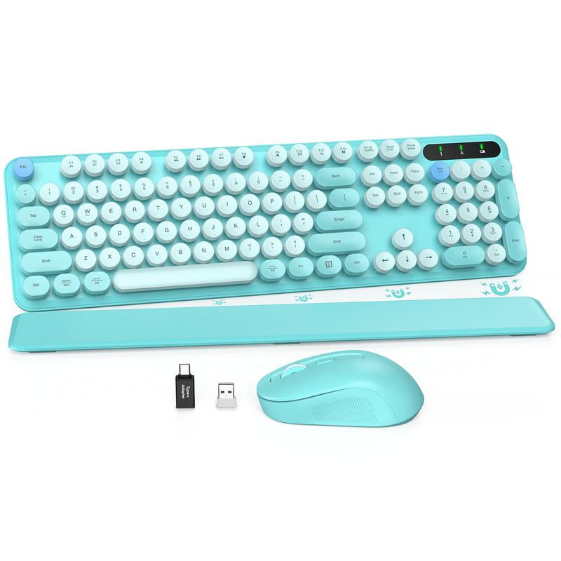 Typewriter USB Keyboard with Round Keycaps, Full-Size Retro Typewriter ...