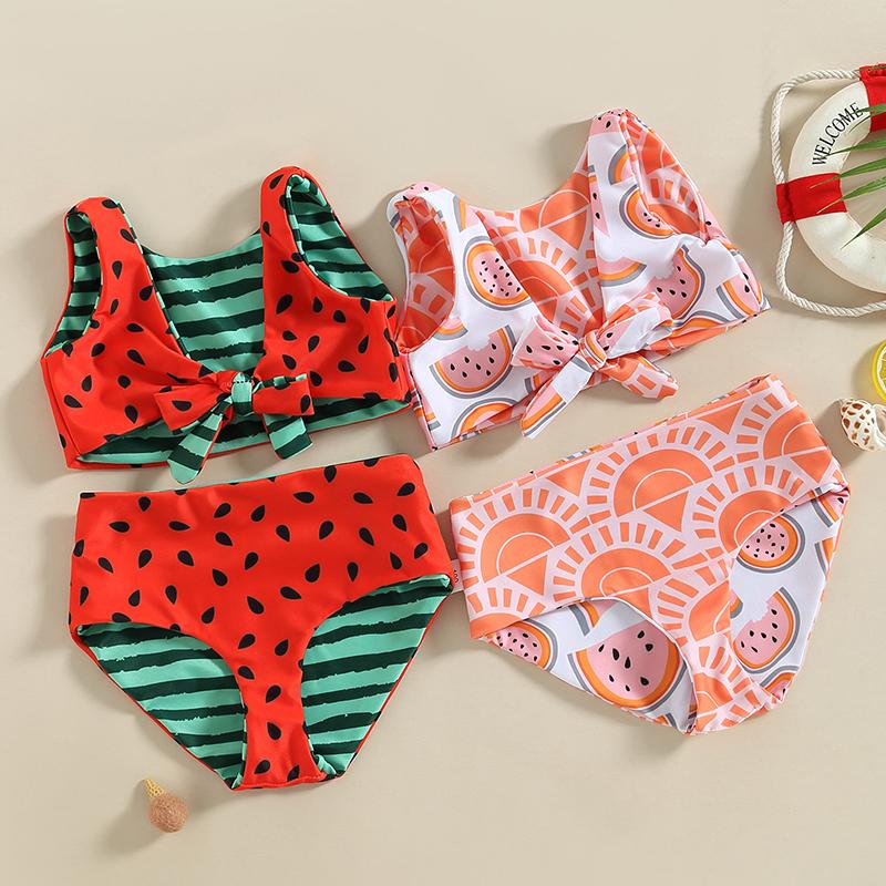 Kid Girl Bikini Swimsuit, Sleeveless V Neck Watermelon Print Summer ...