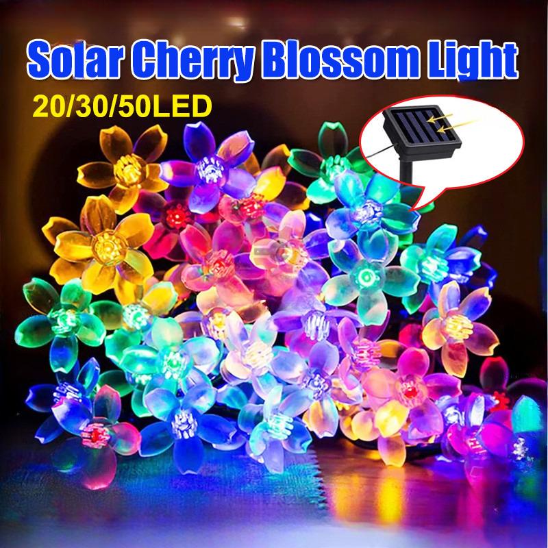 Lampu LED Suria, Kalis Air Taman, Lampu Rentetan Peri Bunga Ceri ...