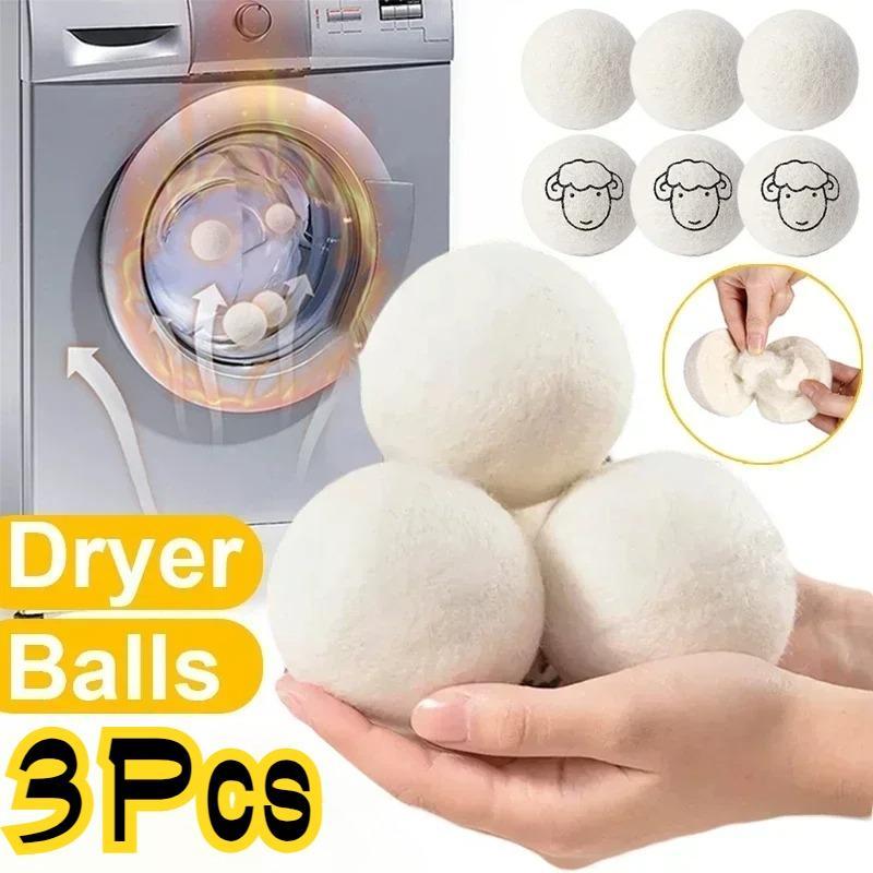 3Pcs Wool Dryer Balls Fabric Virgin Reusable Softener Laundr - TikTok ...