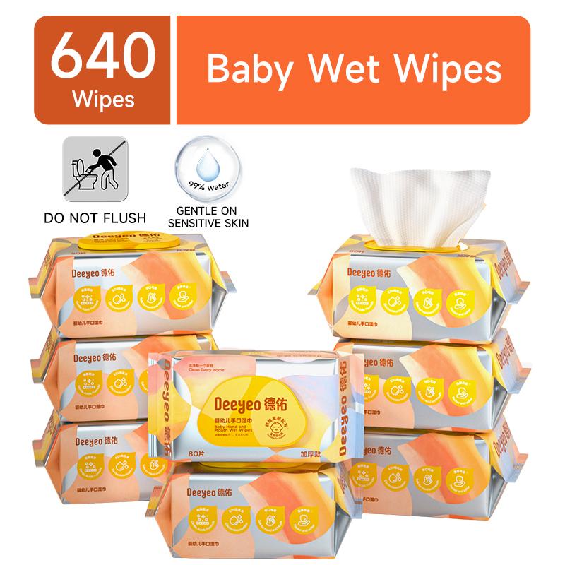 Deeyeo Wet Wipes, Ultra-Thick Moist Wipes, Soft Cotton Tissues,80 count per count, 8 Packs 640 ...