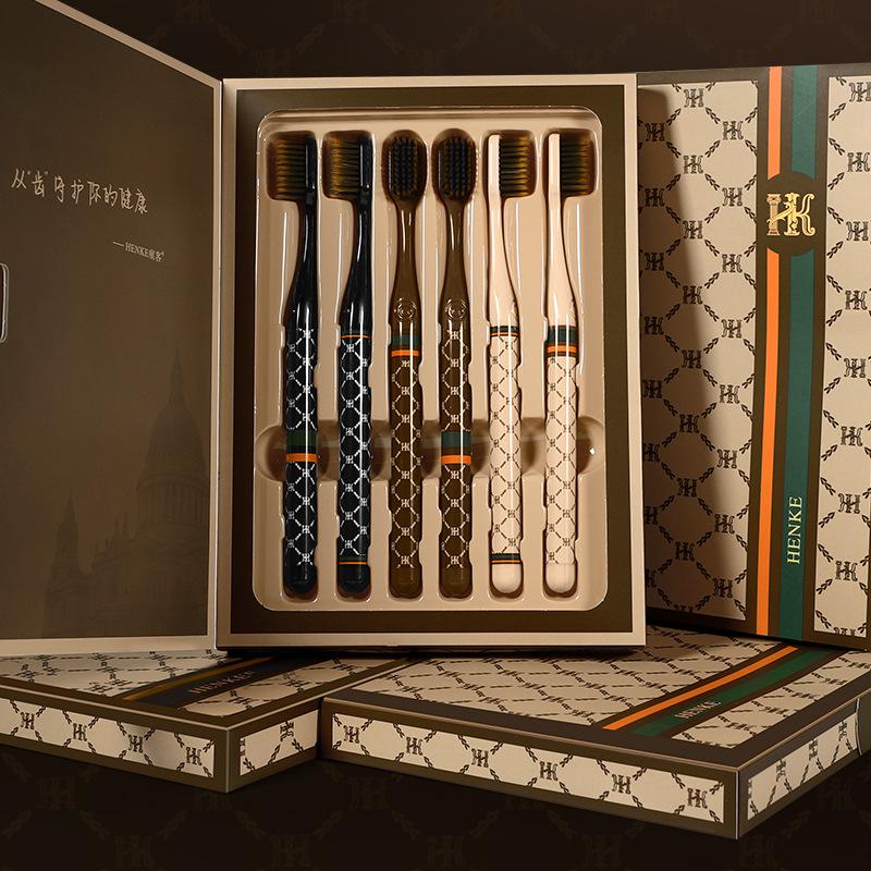 6-piece Gift Box Set of Light Luxury Toothbrushes for Household ...