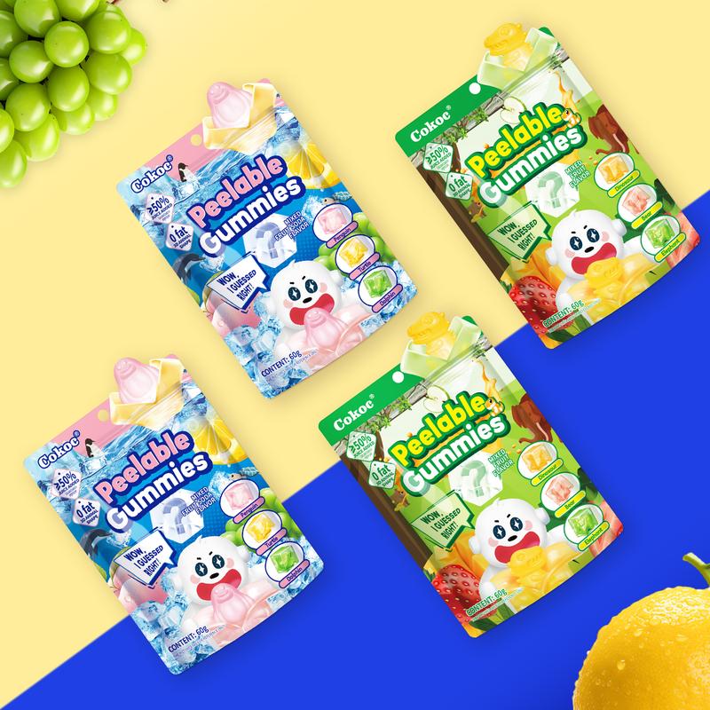 Cokoc Peelable Fruit Gummies Candy-6 Fruity Flavors Strawberry, Mango ...