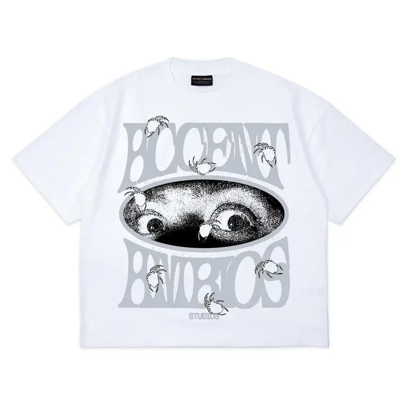 Boxy Oversized Tshirt Eyes On YouWhite Unisex-Cotton Combed 20s - Shop ...