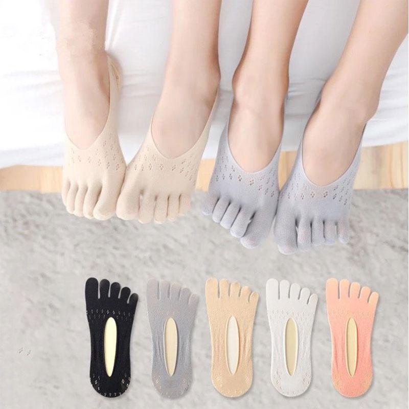 Women Five-finger Socks Female Ultrathin Sock Toe Invisible Anti-skid ...
