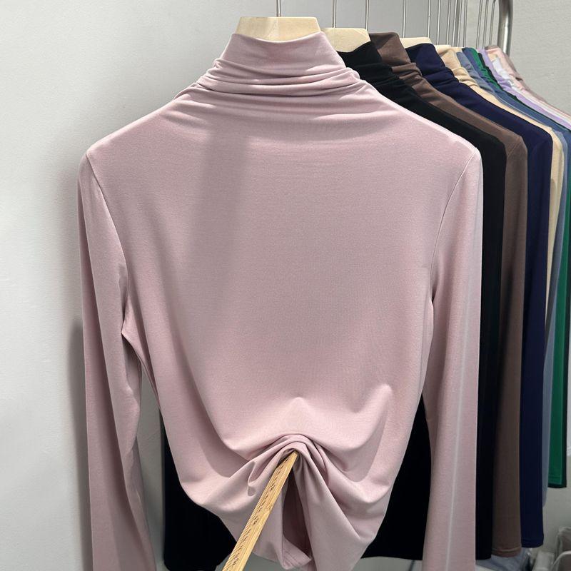 Women's High Neck Long Sleeve Inner Top Slim Office Soft Clothing ...