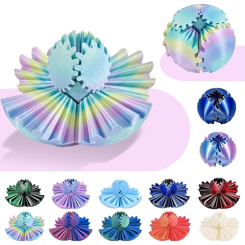 3D Printed Gear Ball, Gear Sphere, Spin Ball Cube Fidget Toys, Stress ...