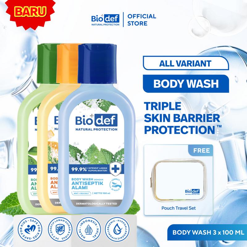 [SPECIAL 11.11] Biodef Travel Kit Body Wash Botol 100ml - 3 Pcs Body ...