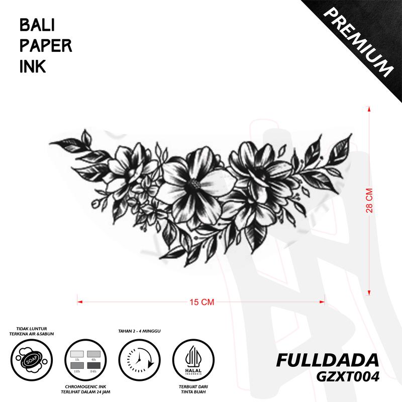 Tato Bunga GZXT004 Premium Stiker Tato By Bali Paper Ink Full Dada ...