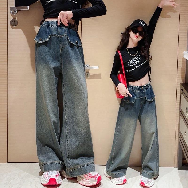 Quần Bò Ống Rộng cho bé gái Size 14-45kg quan jean begai - TikTok Shop ...