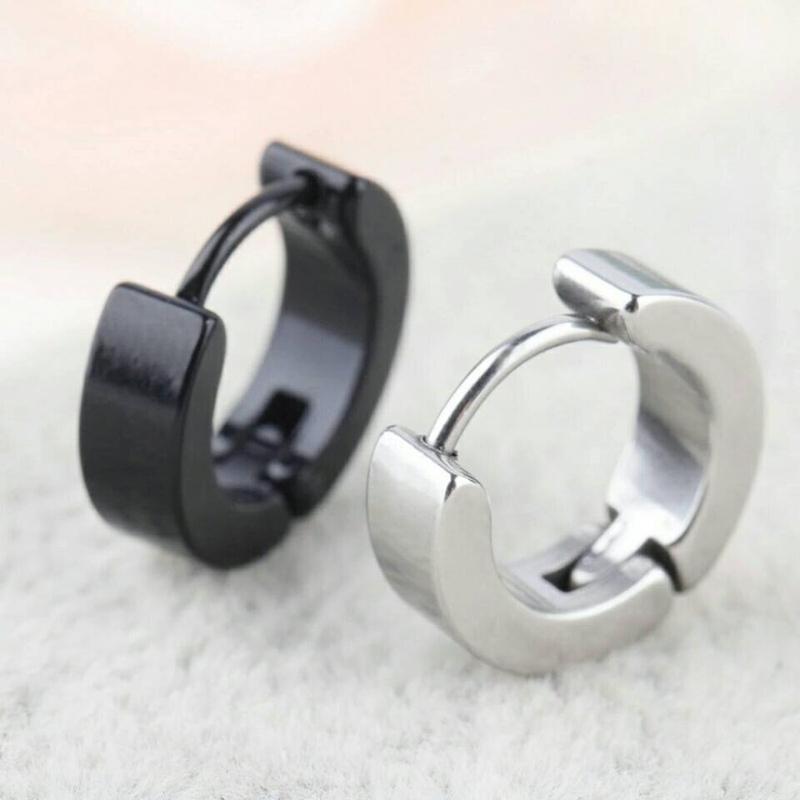 Anting Tindik Pria Hitam Silver Stainless Steel Earrings - Shop | Tokopedia