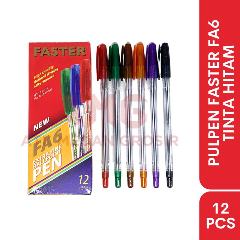 PULPEN FASTER FA6 HITAM / BIRU 1 BOX ISI 12 PCS - Shop | Tokopedia