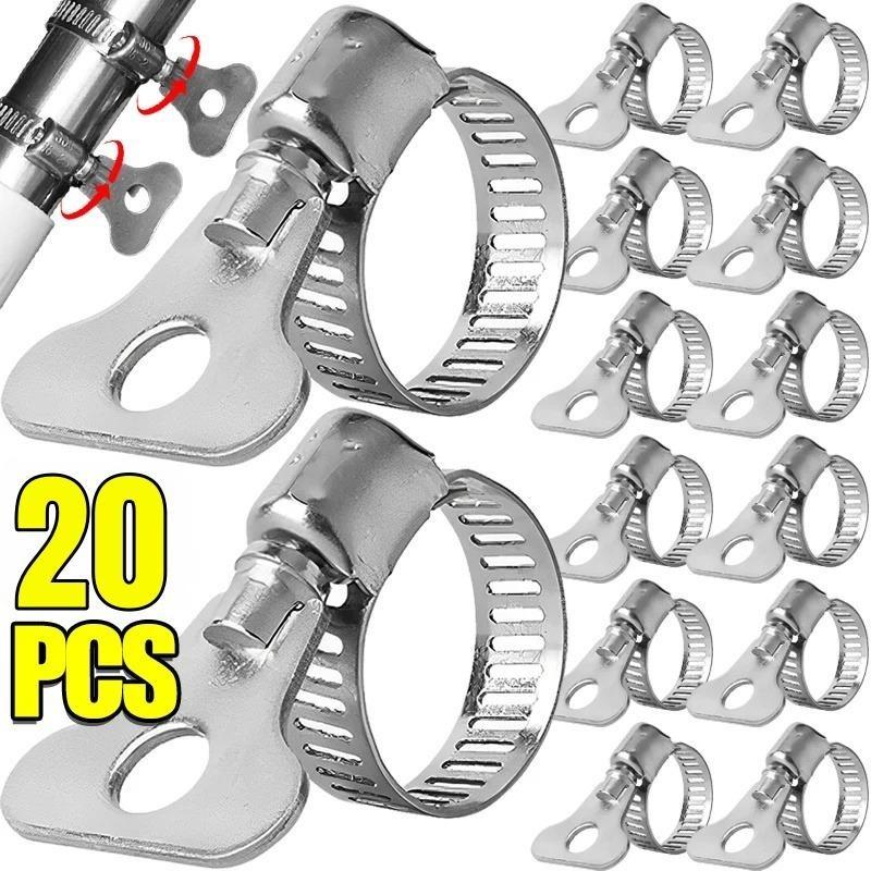 10/20Pcs Adjustable Stainless Steel Twist Hose Clamps Worm Driving ...