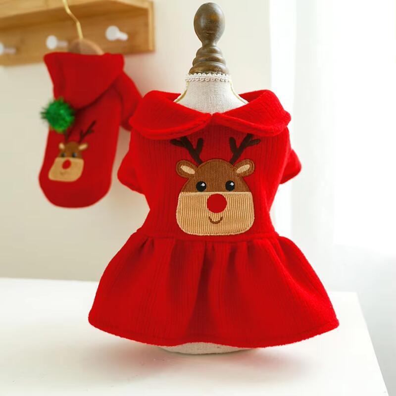 TTS Homie Autumn Winter Pet Plush Christmas Elk Couple Dress Red Skirt ...