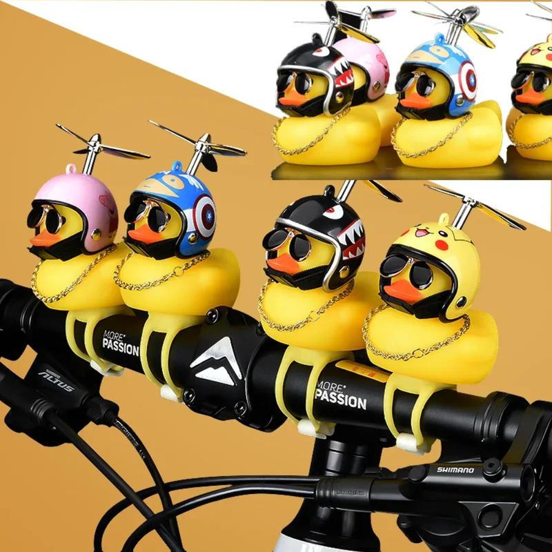 Glowing Hanging Cute Duck Bike Bell with Helmet Propeller Rubber ...