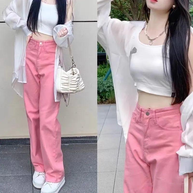 Seluar Jeans Merah Jambu, Lurus, Longgar, Kecil, Kaki Lebar, - TikTok ...