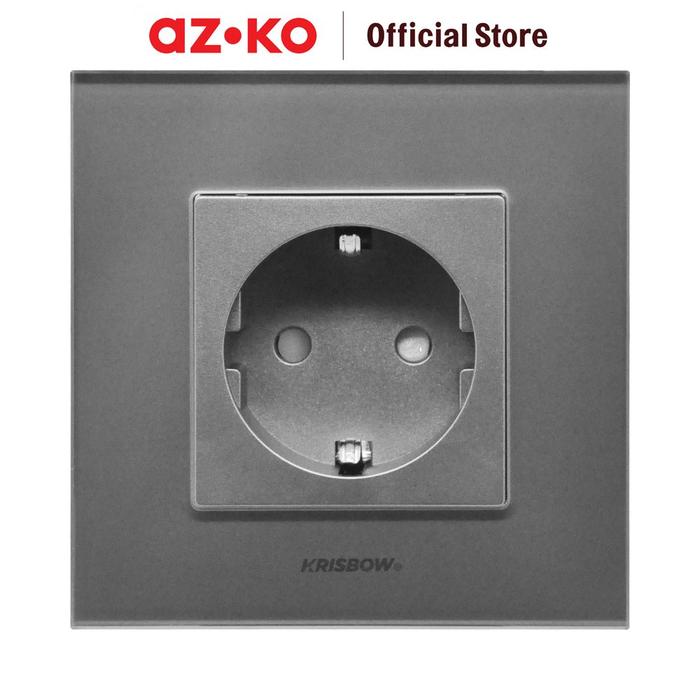Jual AZKO Krisbow Stop Kontak Dinding Glass Frame Wall Socket Electric ...