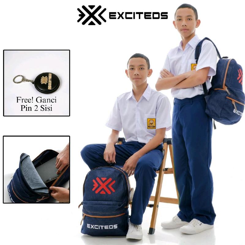 Tas Ransel Denim Sekolah Anak Pria SD SMP SMA Jeans Motif Fashion ...