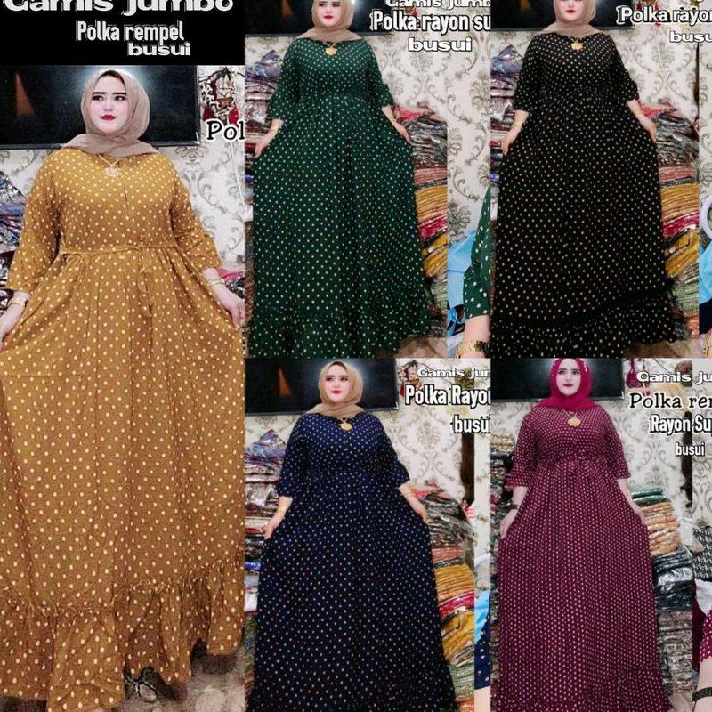 Gamis jumbo Polka Dot - Shop | Tokopedia