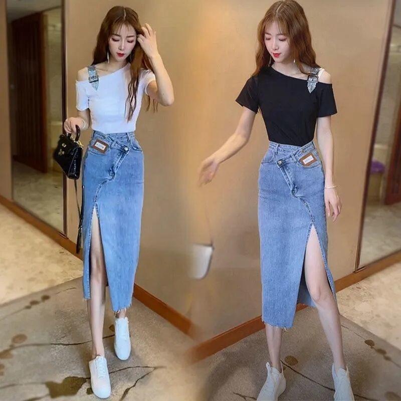 Rok Wanita Robek Seksi Jeans korean style Wanita Modis Korea - Shop ...